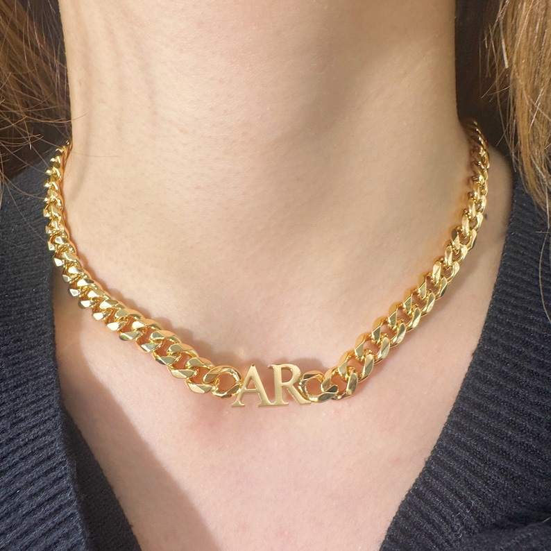 18K Gold 8mm Cuban Chain Name Necklace: Personalized Jewelry Gift ...
