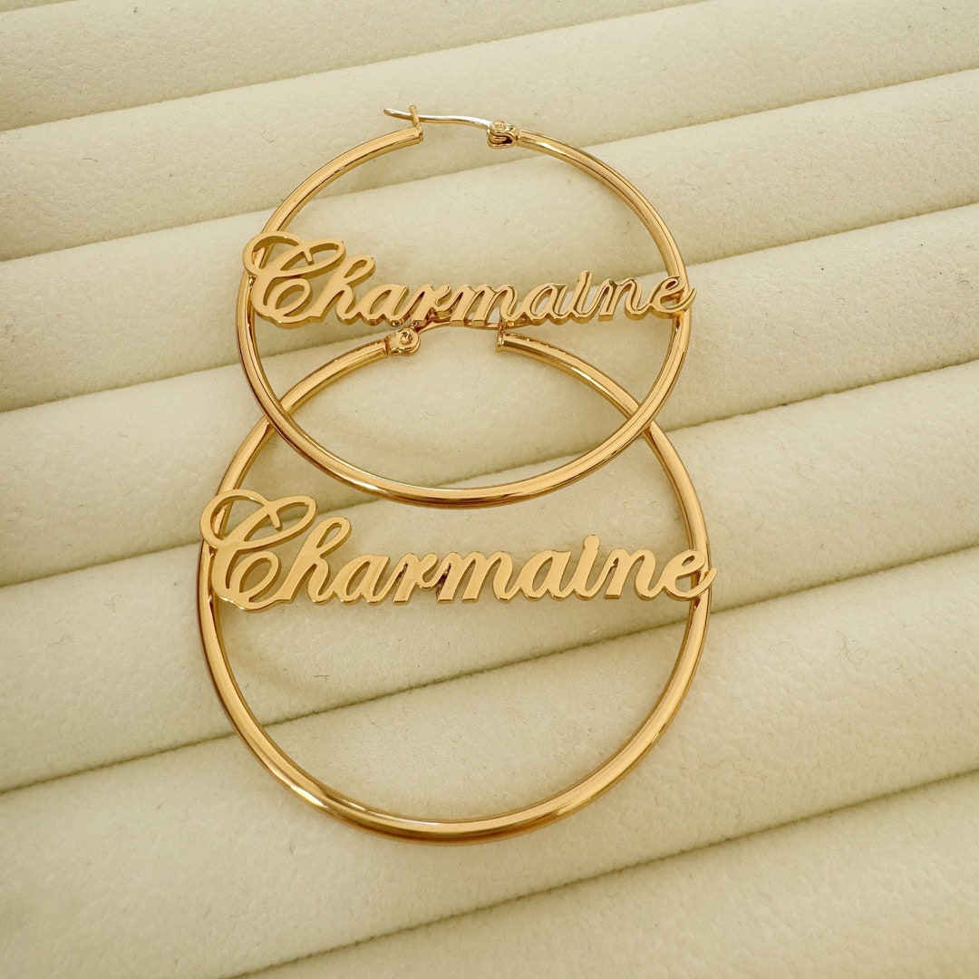 Name Hoop Earrings,custom Hoop Earrings,gold Hoops,name Earrings Hoops ...