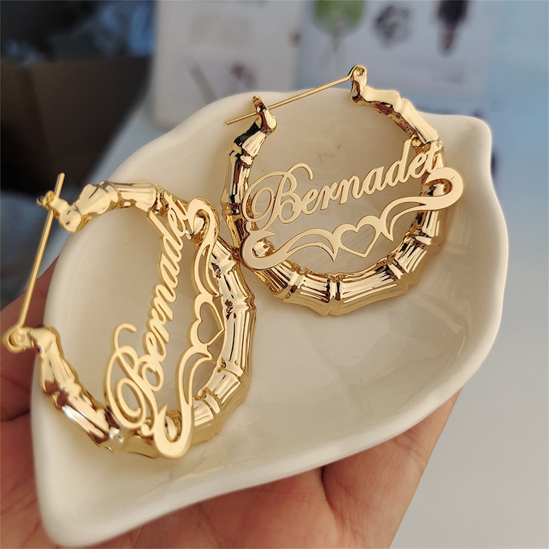 Bamboo Hoop Earrings - Etsy