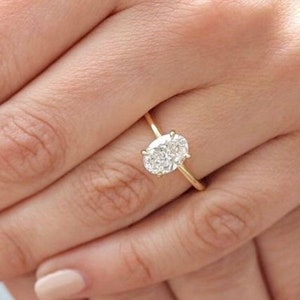 Gold Promise Ring Engagement Ring Oval Solitaire Ring Gift - Etsy