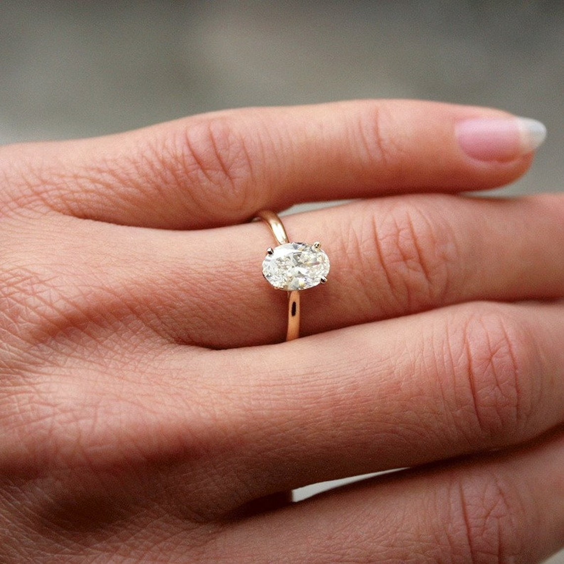 Gold Promise Ring Engagement Ring Oval Solitaire Ring Gift - Etsy