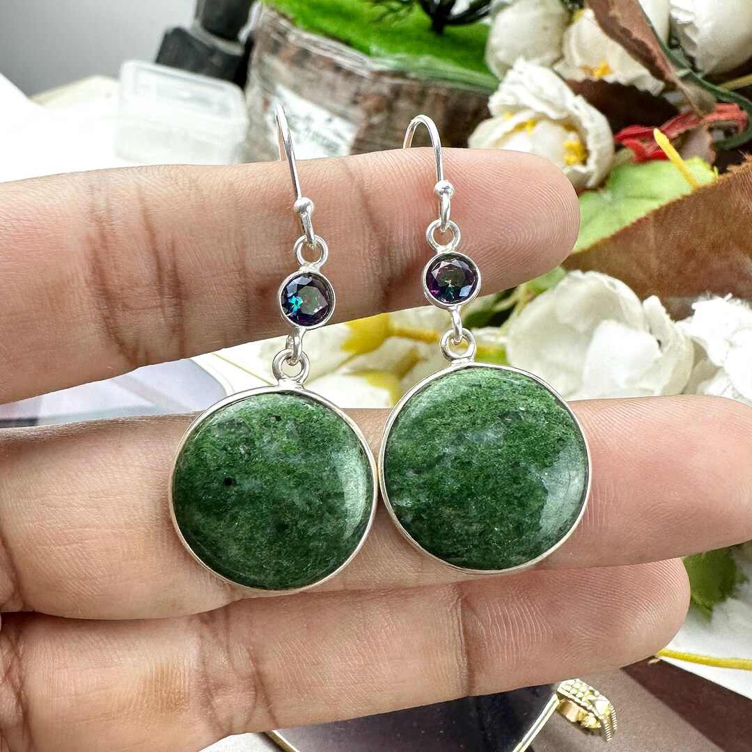 Natürliche Serpentin & Mystic Topas Silber Ohrringe, 925 Sterling ...
