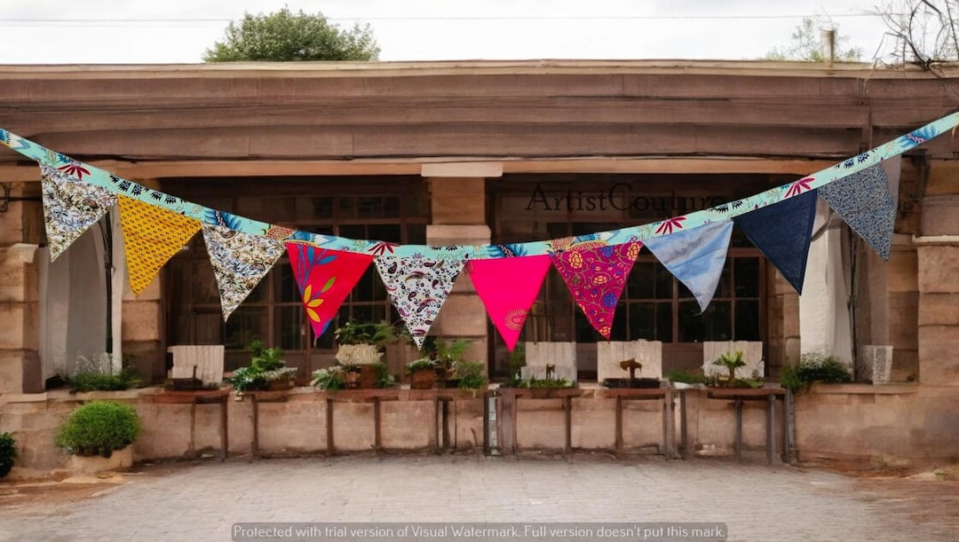 Recycled Sari Bunting: Handmade Colorful Garden Garland - Etsy