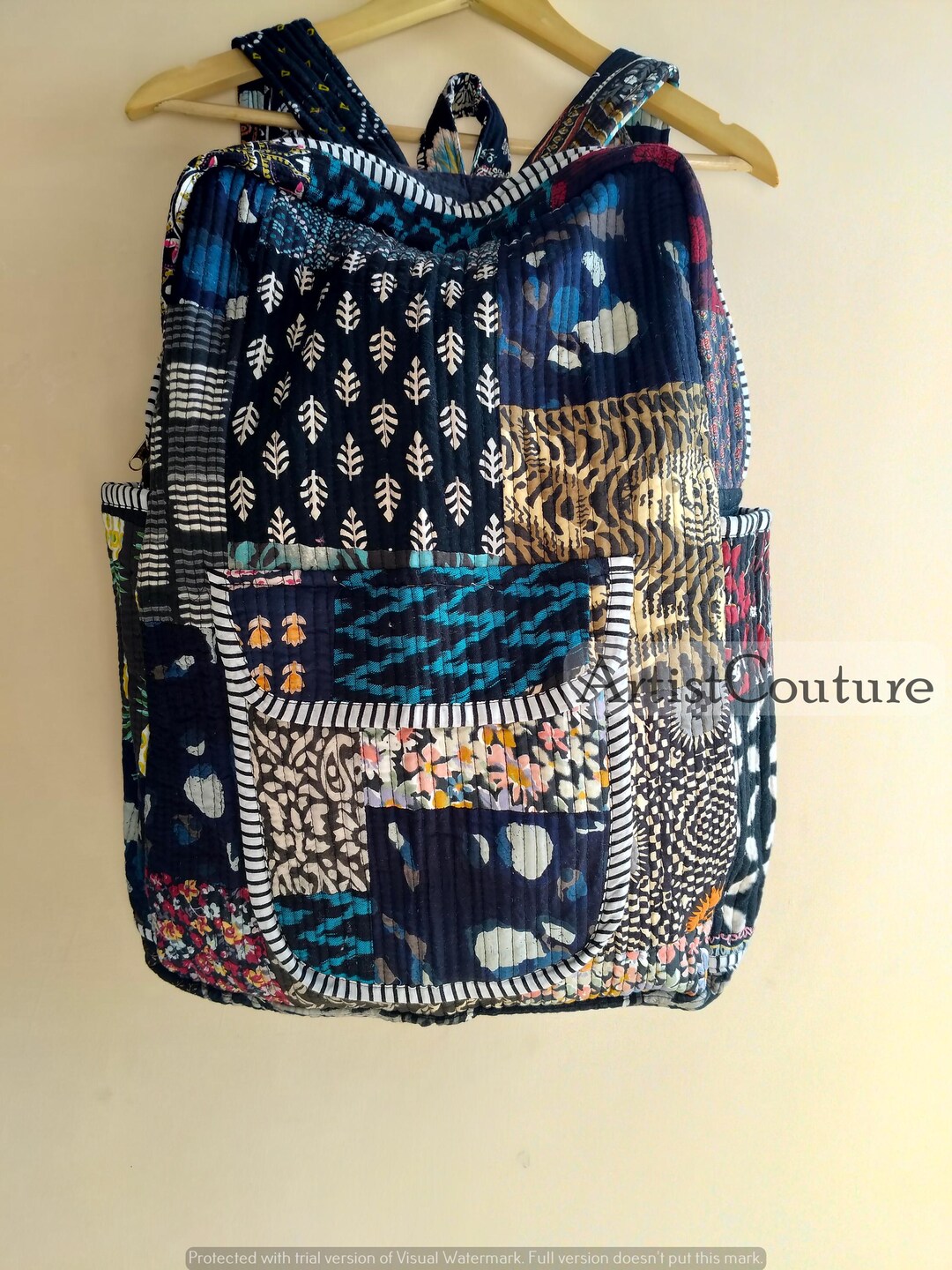 Cotton Quilt Patchwork Backpack Cotton Indian Laptop Bag Hand Bohemian Hippie Tote Backpack ...