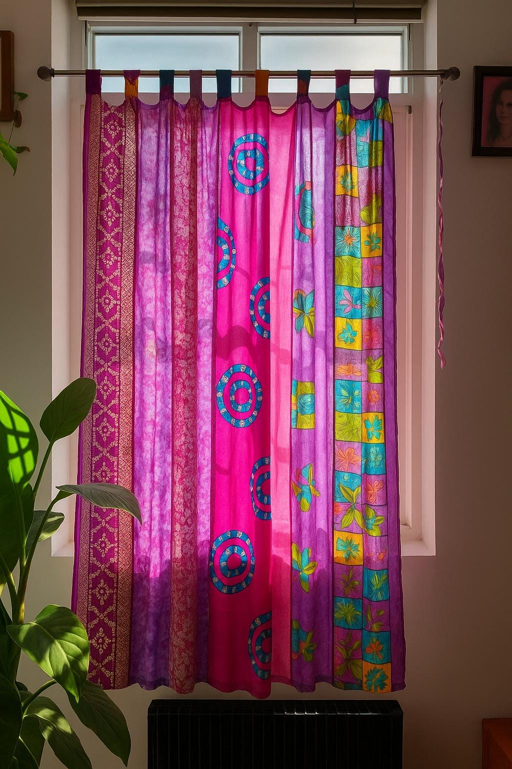 Upcycled Silk Sari Curtain: Boho Window Door Panel, Indian Decor - Etsy