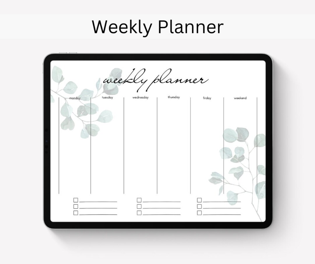 Digital Weekly Planner Simple Planner Sheet Print at Home Use Digital ...