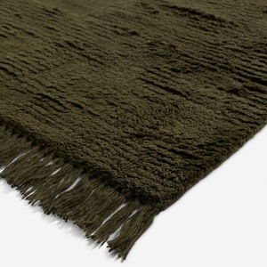 Moss Green Color Solid Area Rug Hand-knotted 100% Wool Area Rug Luxury ...