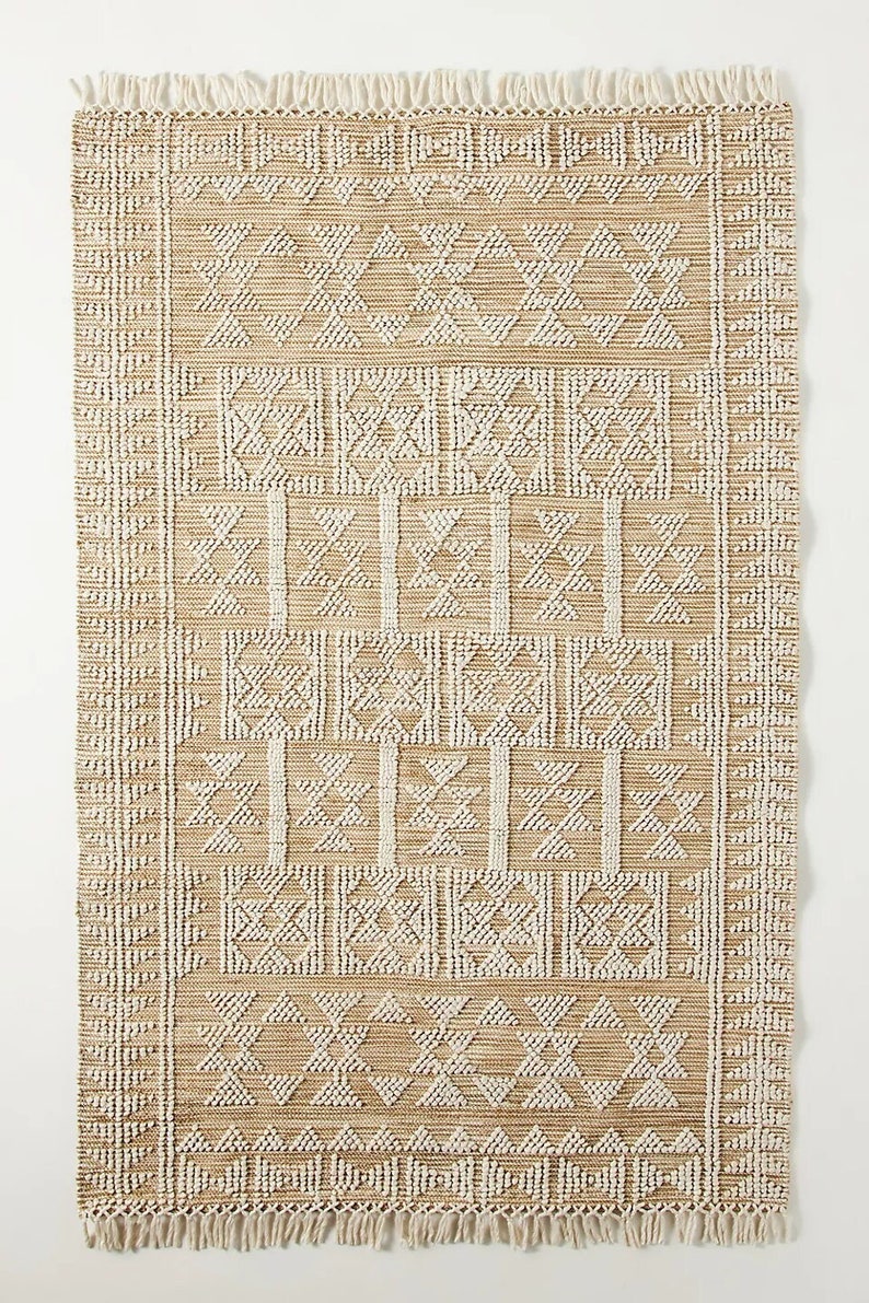 White Natural Jute Hand Woven Rug Housewarming Gift Outdoor Area Rug ...