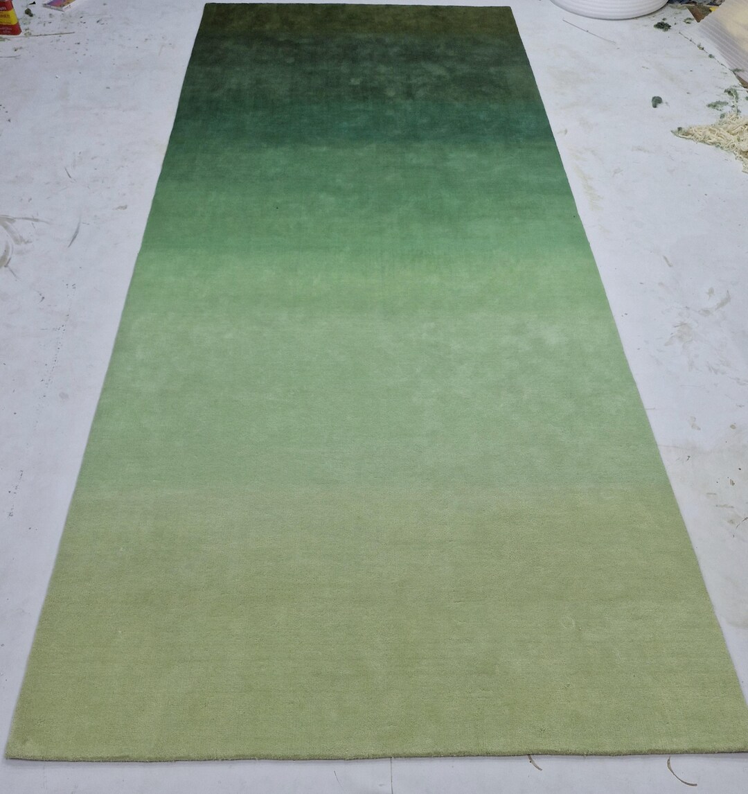 Wool Ombre Rug | Living Room Rug | Premium Wool Rug | Forest Green ...