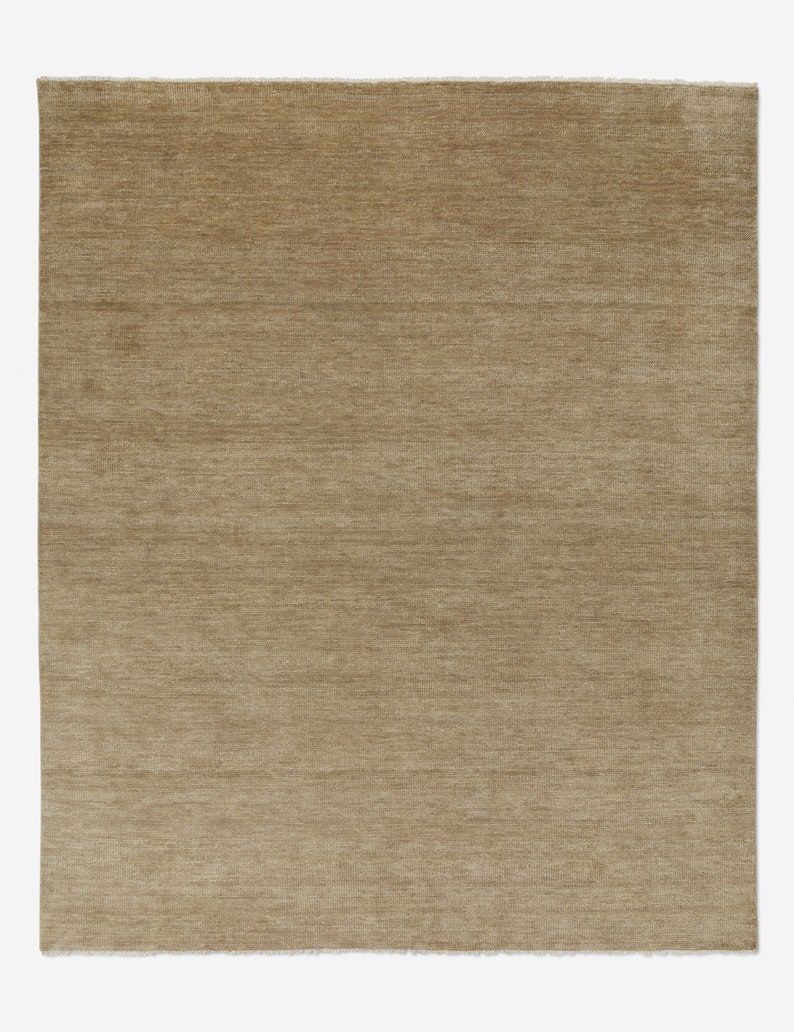Hand-knotted 100% Wool Area Rug Solid Wool Area Rug Moss Grey Plain Rug ...