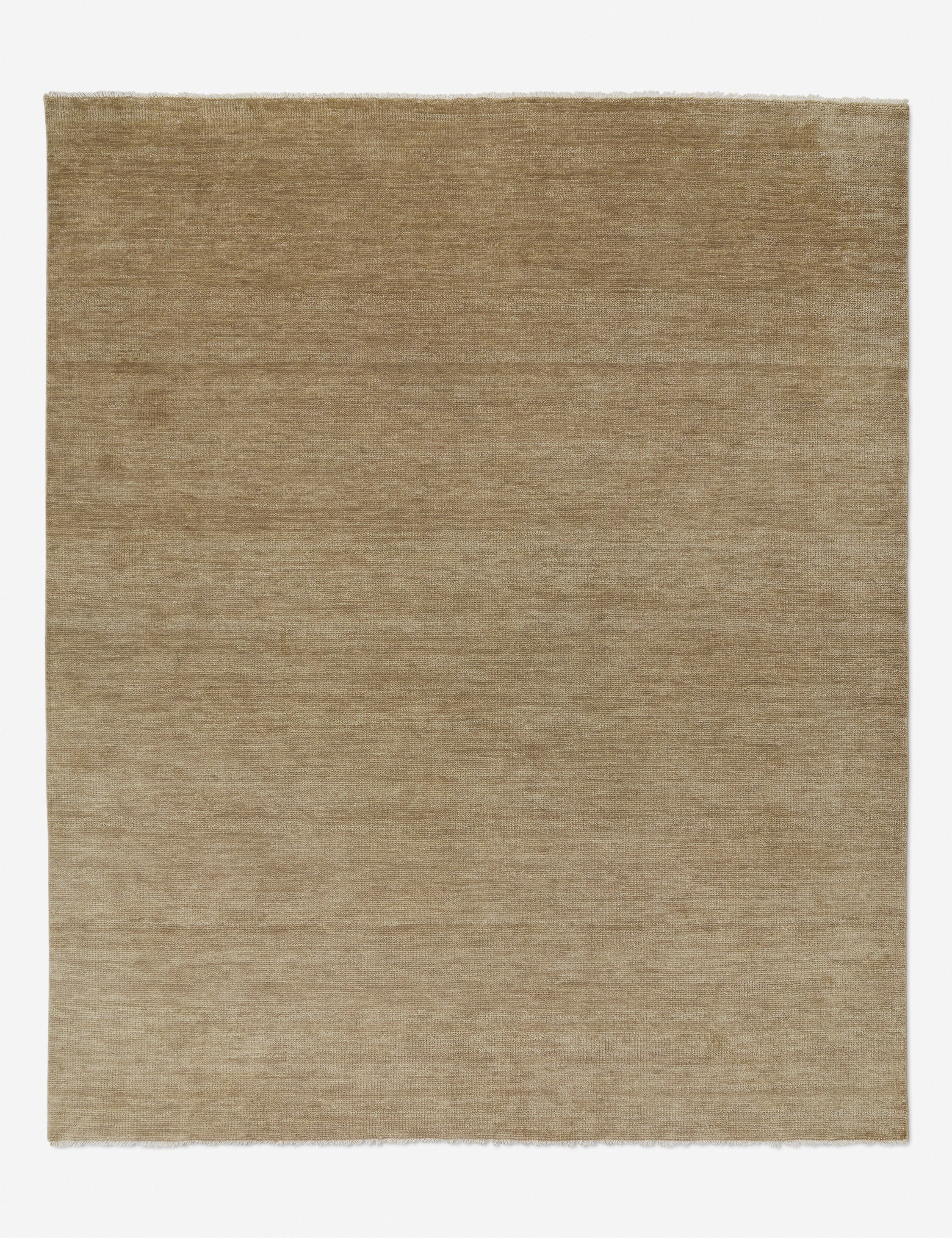 Hand-knotted 100% Wool Area Rug Solid Wool Area Rug Moss Grey Plain Rug ...