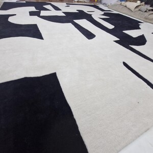 Black & Beige Handmade Wool Rug | Premium Wool Carpet | Luxury Area Rug ...