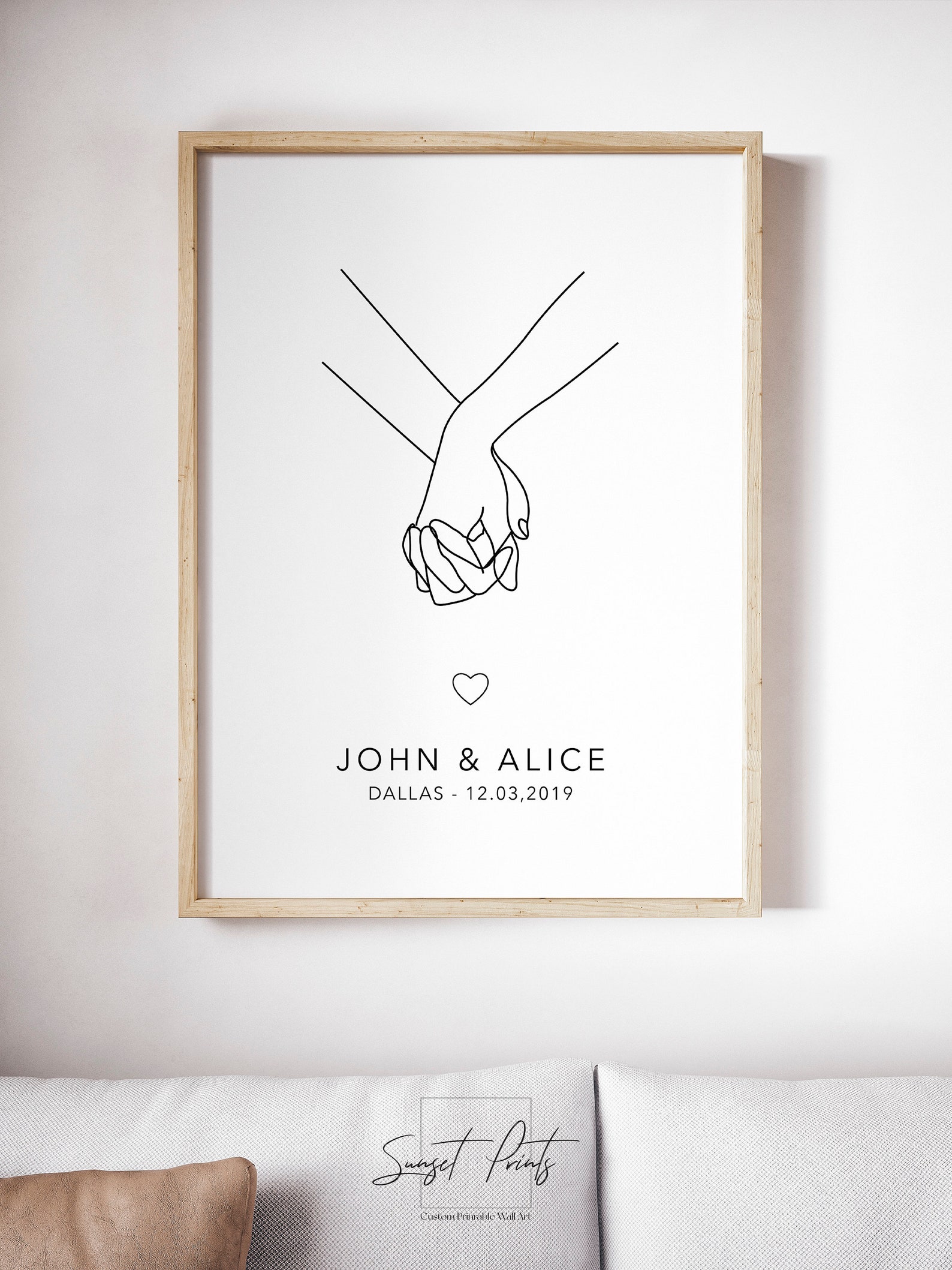 Custom Couple One Line Art With Names and Date Sweet Couple - Etsy