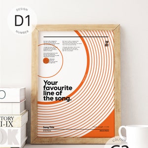 Vinyl Record Custom Song Lyrics Digital Wall Art, Favourite Song Poster ...