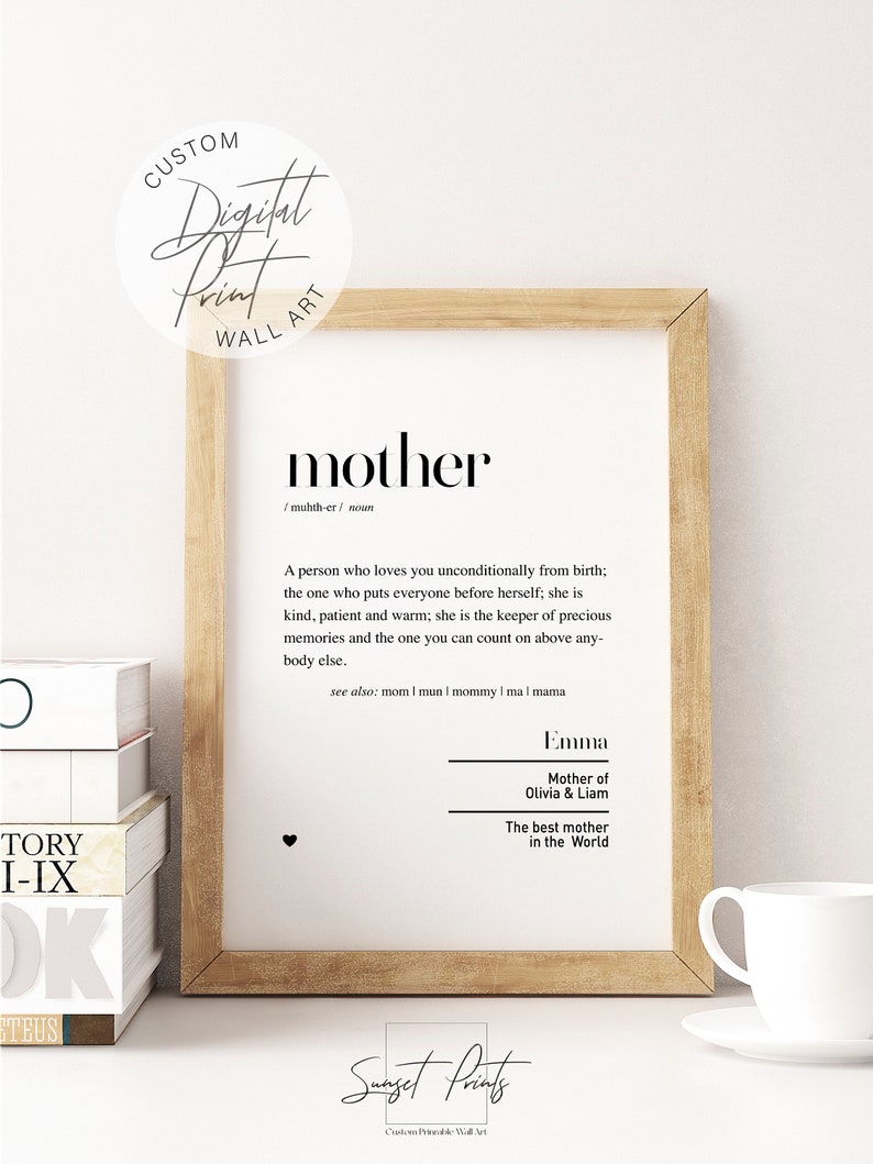 Mother Definition Quote Poster Gift for Mum Mother's Day - Etsy