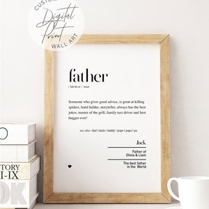 Father Definition Quote Poster, Gift for Dad, Father's Day Personalised ...