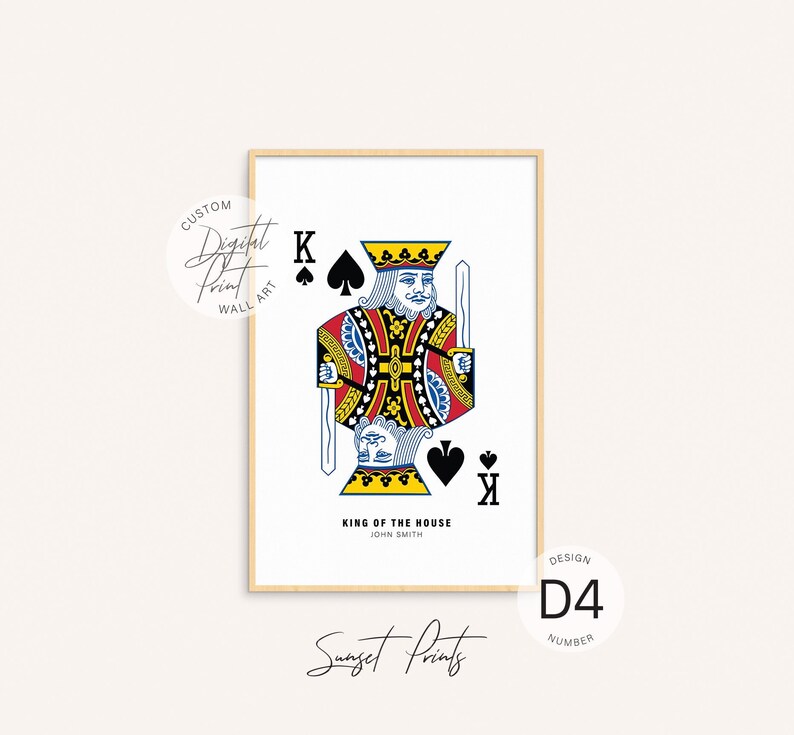 Personalised King of Spades Illustration Poster - Customizable Text ...