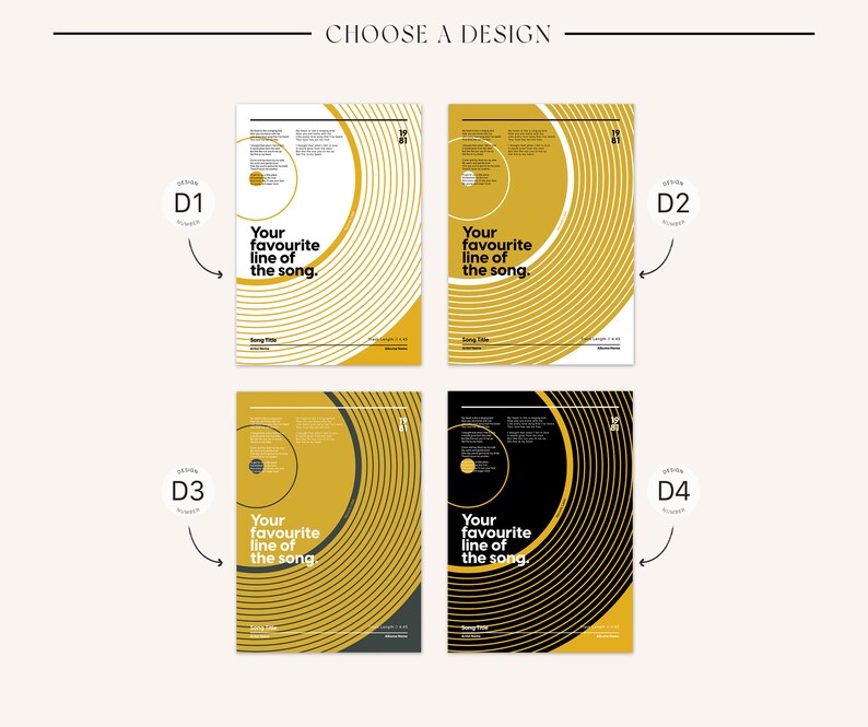 Vinyl Record Custom Song Lyrics Digital Wall Art, Favourite Song Poster ...
