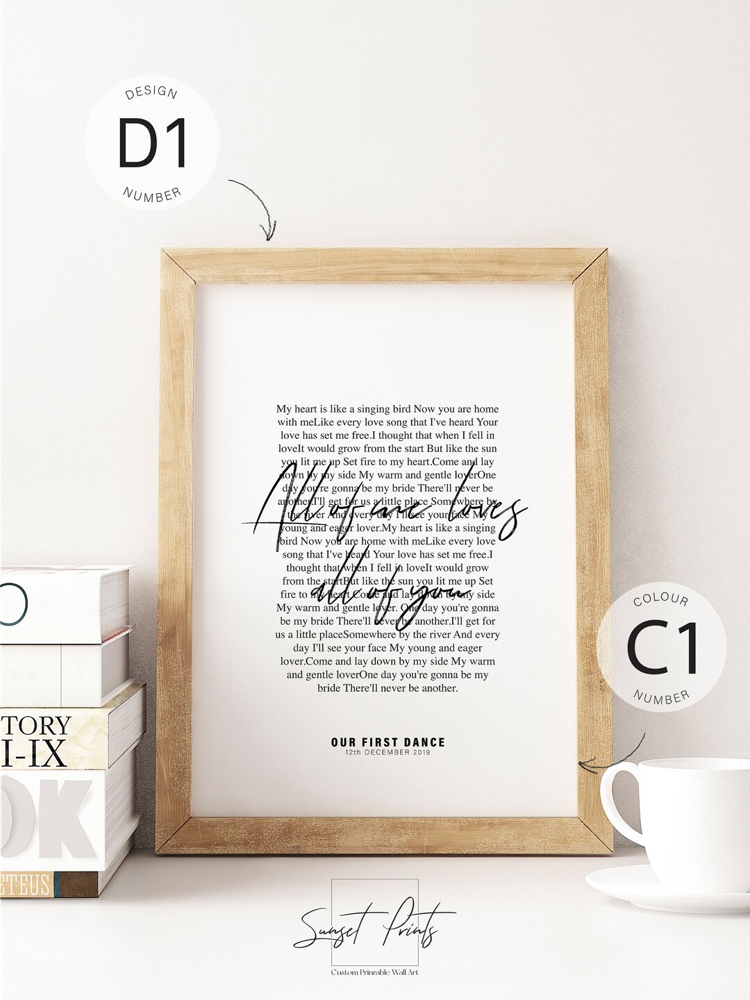 Personalized Song Lyrics Poster Wall Art Wedding Song - Etsy