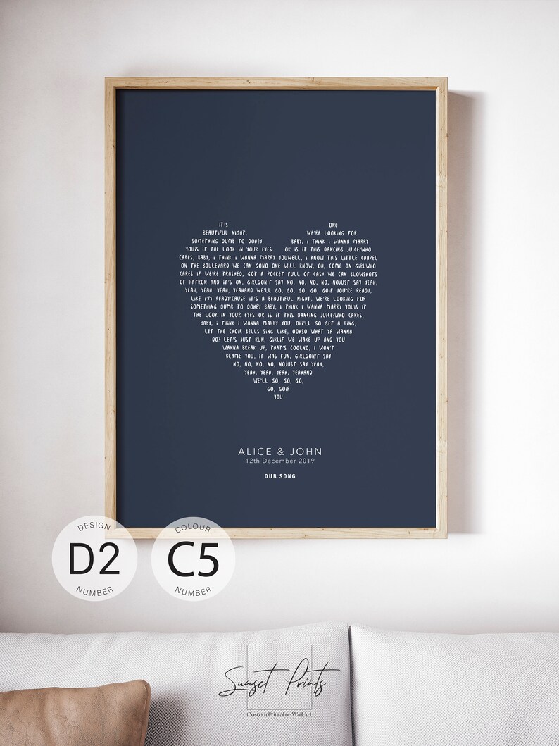 Personalized Heart Song Lyrics, First Dance Song, Wedding Anniversary ...