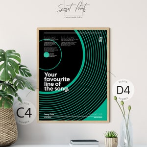 Vinyl Record Custom Song Lyrics Digital Wall Art, Favourite Song Poster ...
