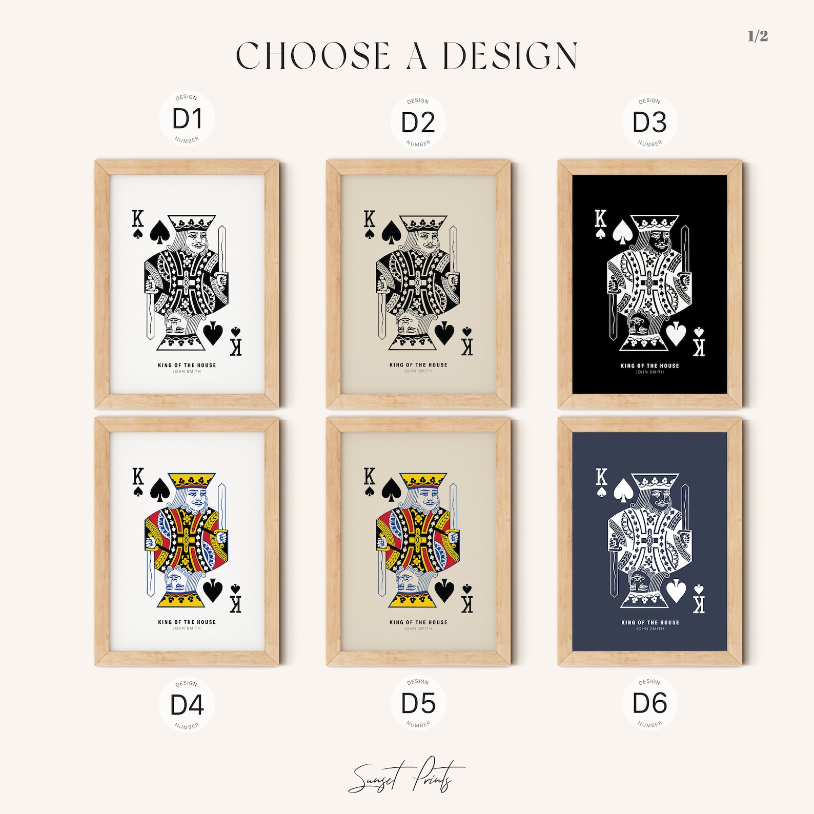 Personalised King of Spades Illustration Poster - Customizable Text ...