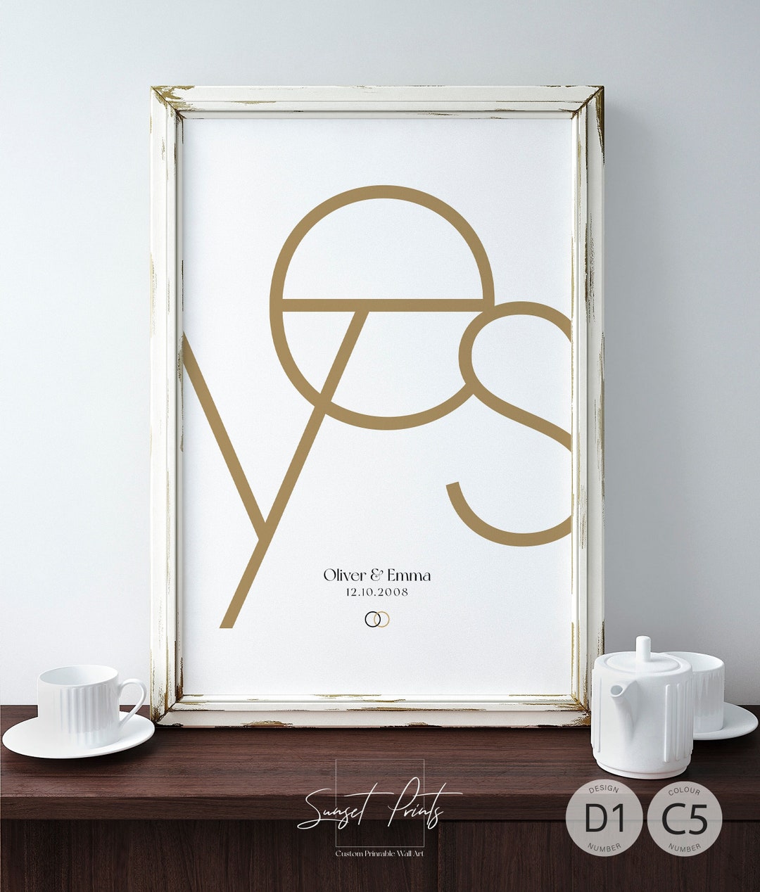 Wedding Day Personalized Printable Wall Art Gift Marriage Memory ...