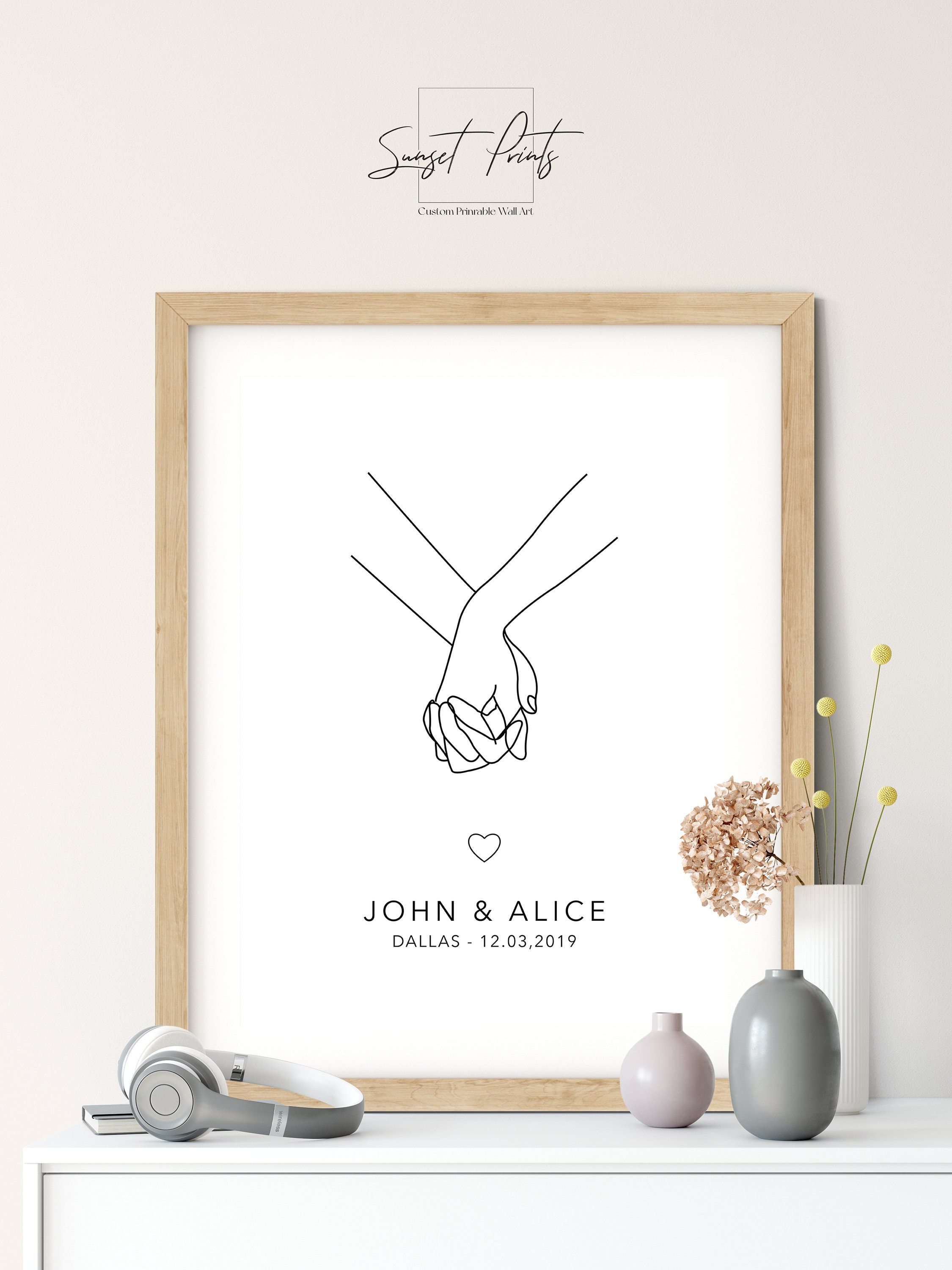 Custom Couple One Line Art With Names and Date Sweet Couple - Etsy