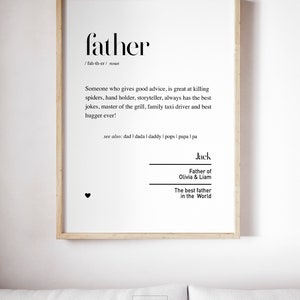 Father Definition Quote Poster, Gift for Dad, Father's Day Personalised ...