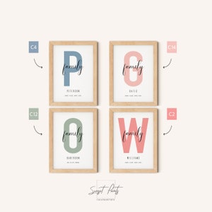 Custom Family Initial Digital Printable Wall Art, Family Name Home ...