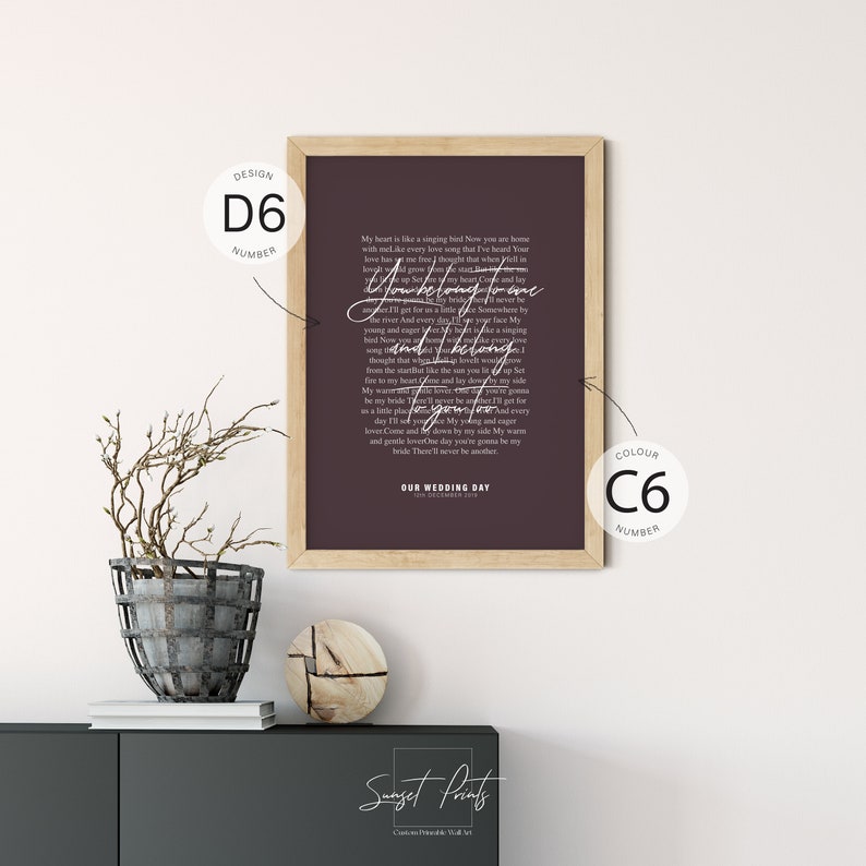 Personalized Song Lyrics Poster Wall Art Wedding Song - Etsy