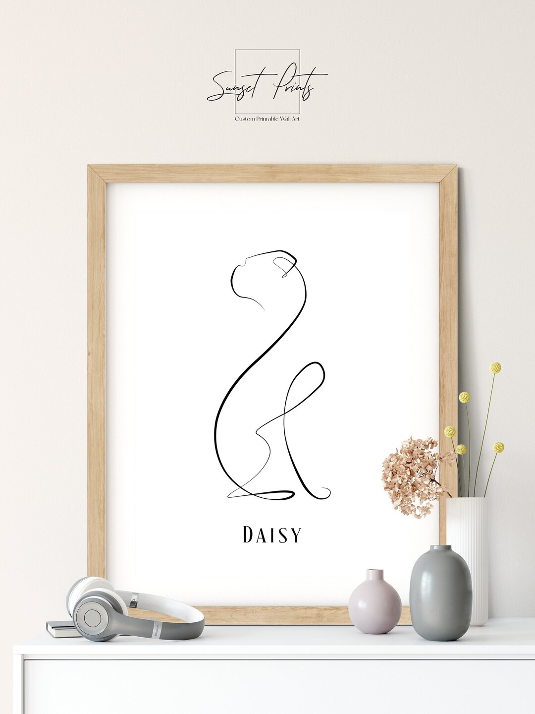 Boxer Customisable Gift Printable for Dog Lover Line Art Drawing Boxer ...