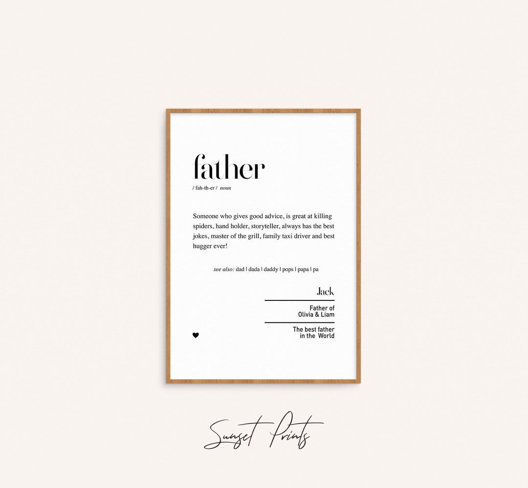 Father Definition Quote Poster, Gift for Dad, Father's Day Personalised ...