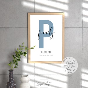 Custom Family Initial Digital Printable Wall Art, Family Name Home ...