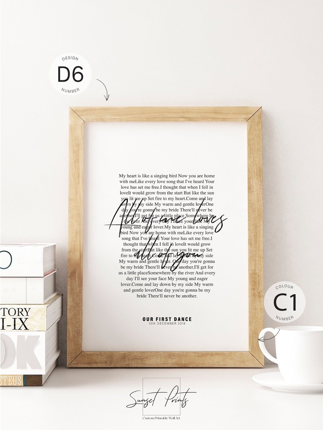 Personalized Song Lyrics Poster Wall Art, Wedding Song, Couples Gift ...