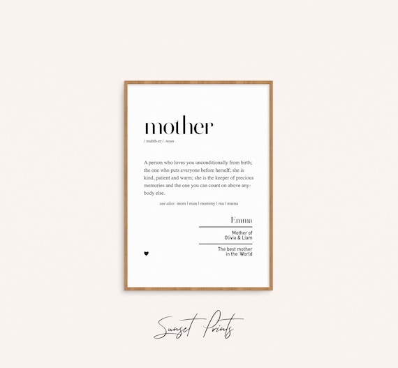 Mother Definition Quote Poster Gift for Mum Mother's Day - Etsy