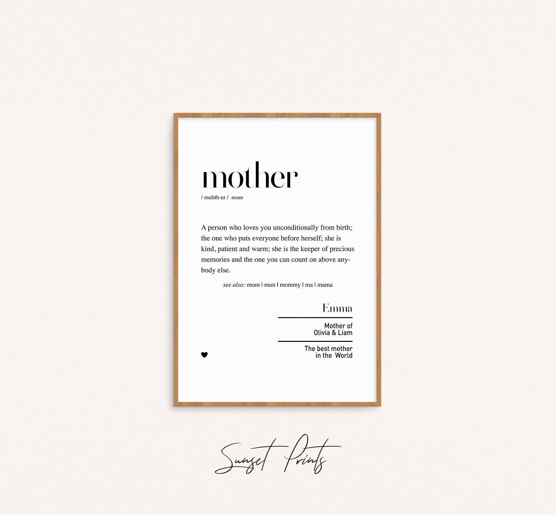Mother Definition Quote Poster Gift for Mum Mother's Day - Etsy