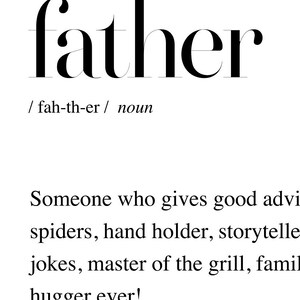 Father Definition Quote Poster, Gift for Dad, Father's Day Personalised ...
