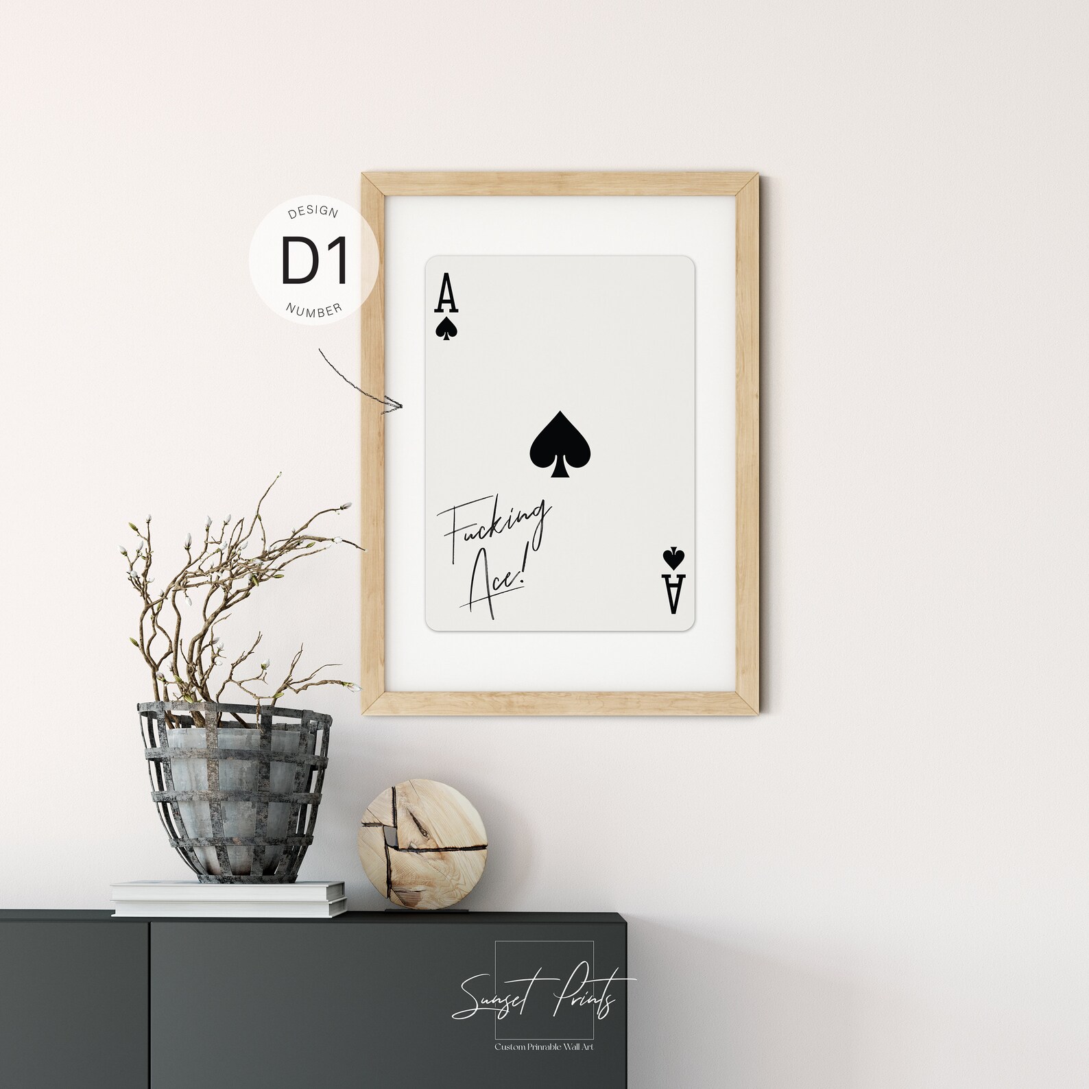 Aesthetic Ace of Spades Print, Trendy Playing Card Wall Decor, Funny ...