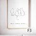 Cats Personalised Line Art Wall Decor , Cats Owner Gift, Cats Line Art ...