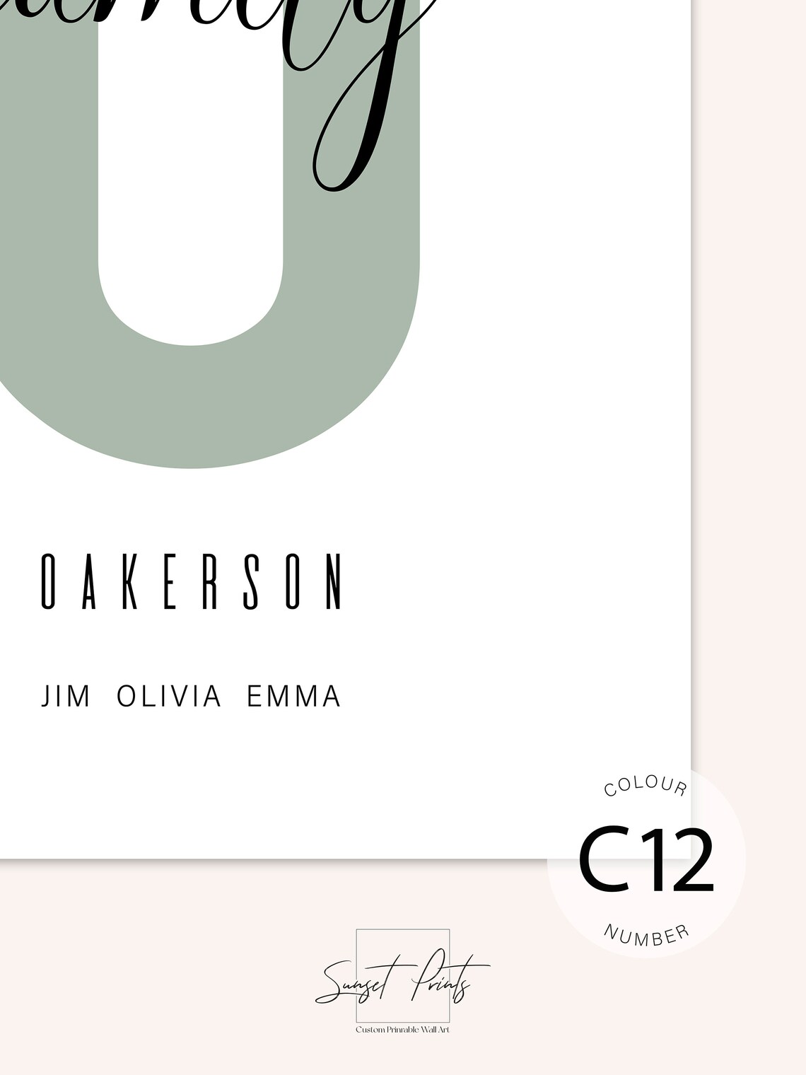 Custom Family Initial Digital Printable Wall Art, Family Name Home ...