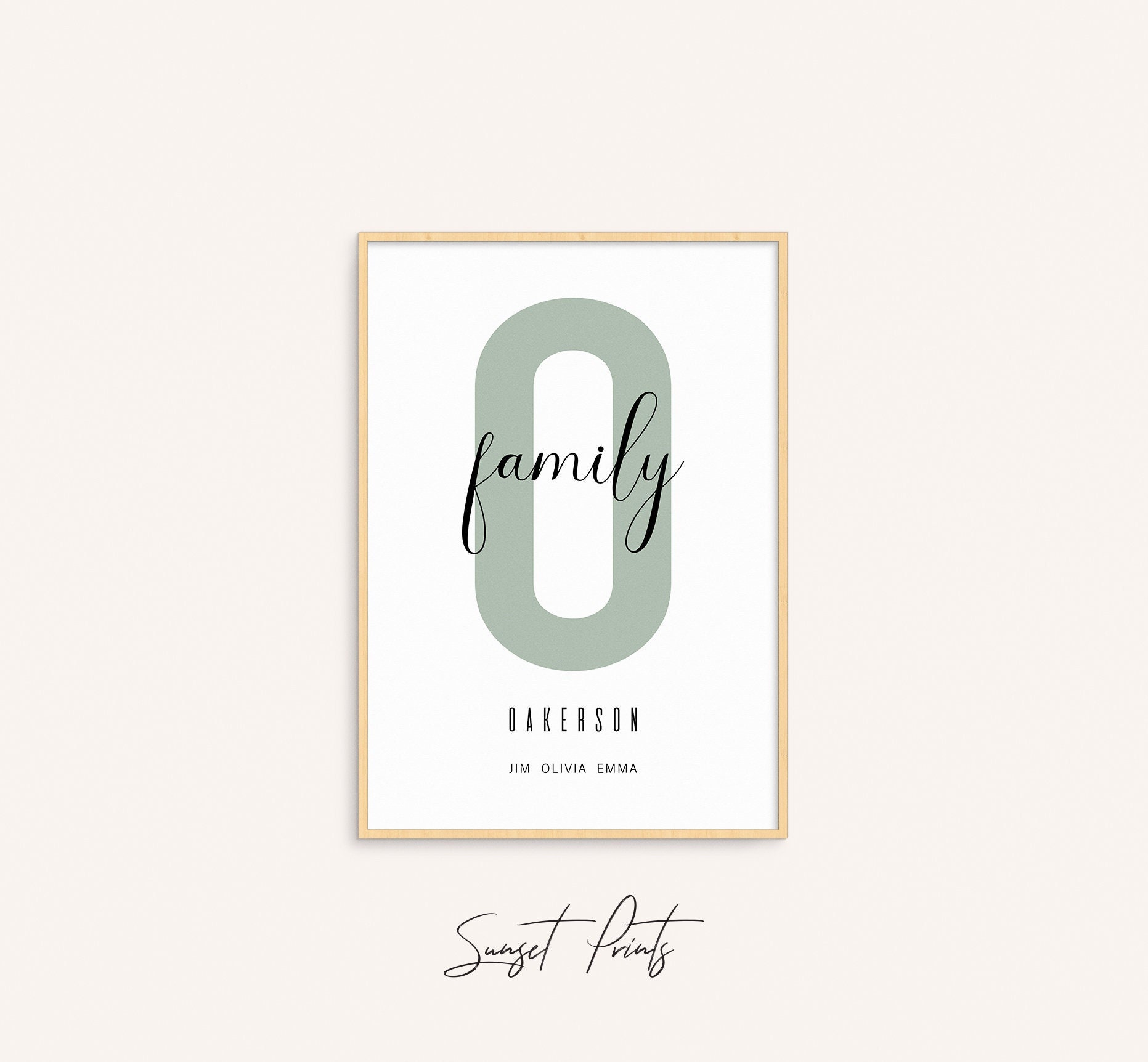 Custom Family Initial Digital Printable Wall Art, Family Name Home ...