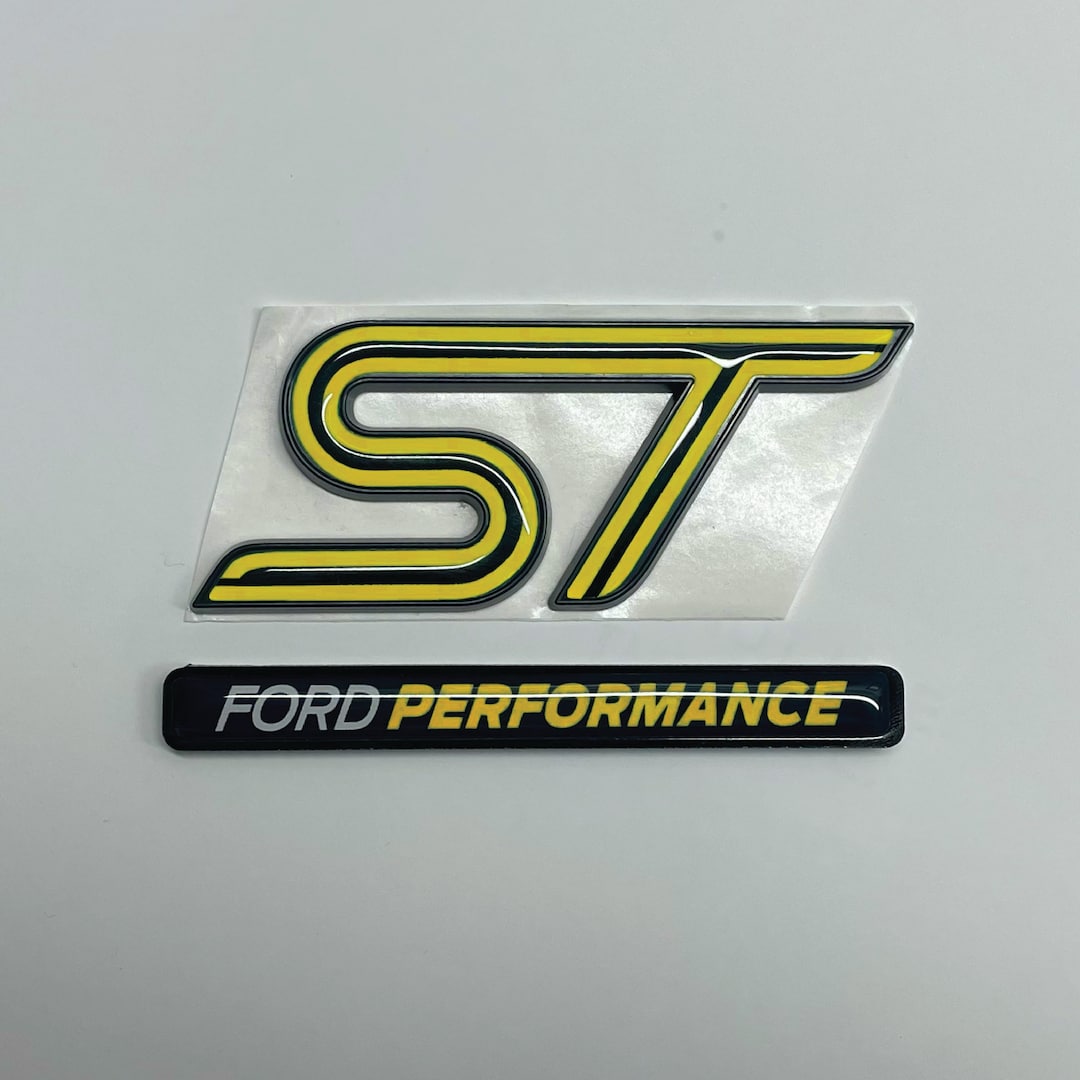 Black ST Badge Set Front and Rear Double Line Insert With Ford ...
