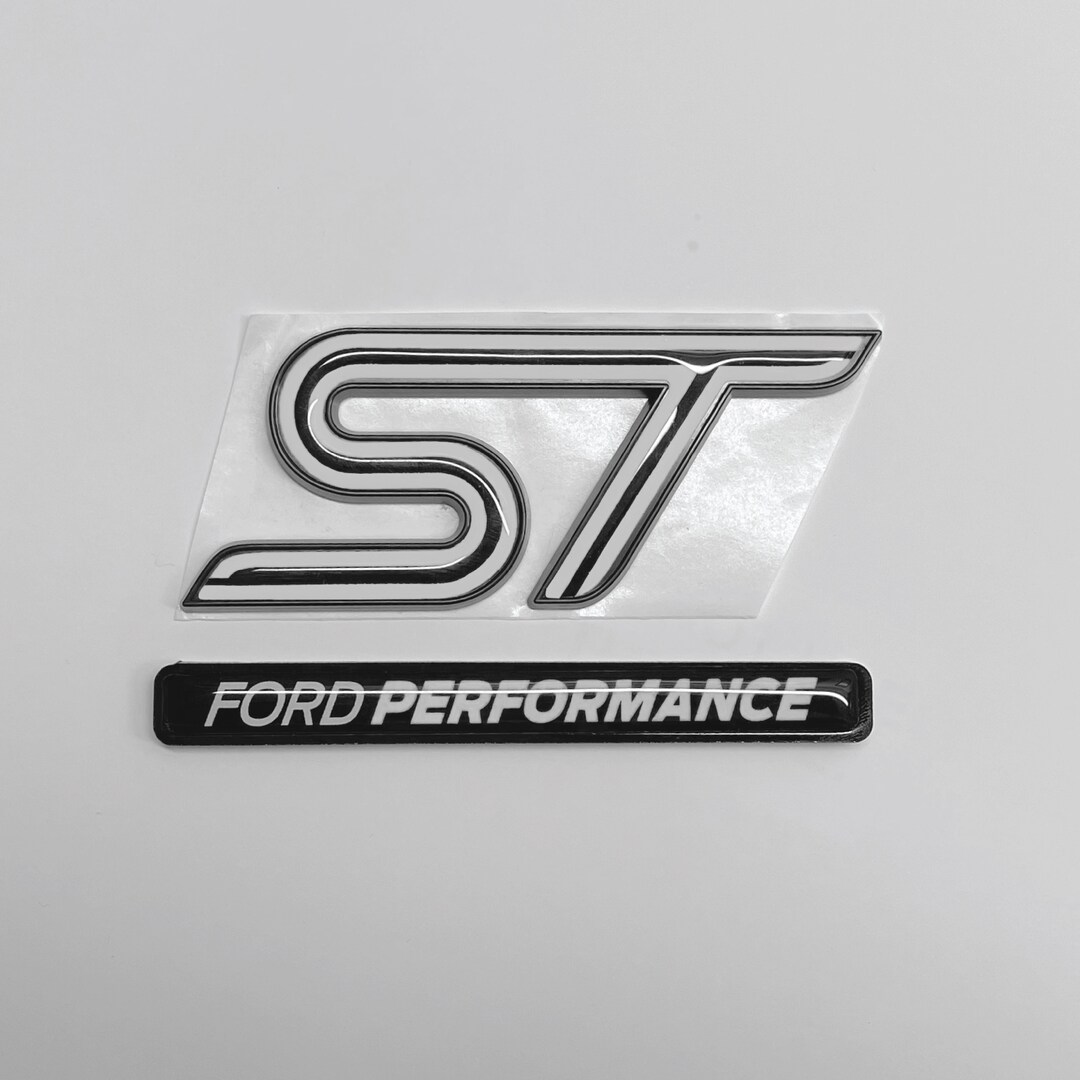Black ST Badge Set Front and Rear Double Line Insert With Ford ...