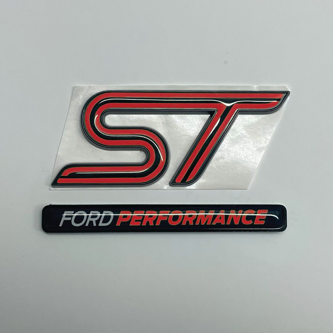 Black ST Badge Set Front and Rear Double Line Insert With Ford ...