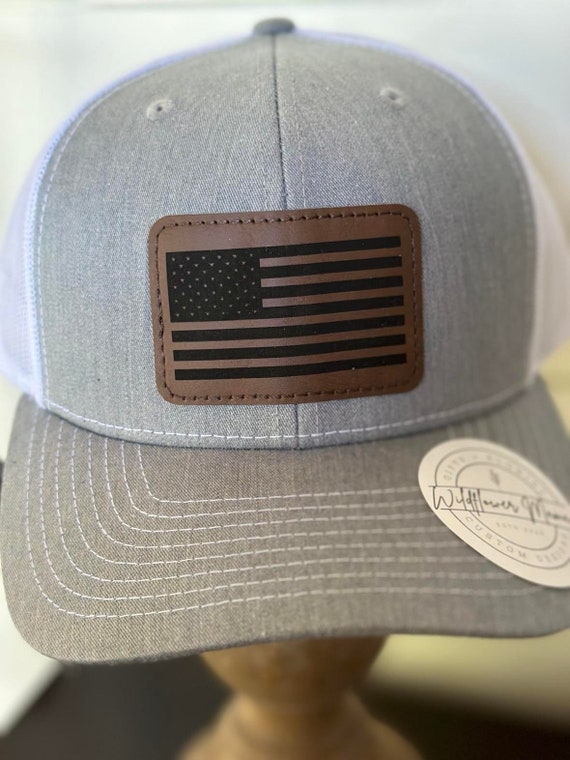 American Flag Leather Patch Hat - Etsy