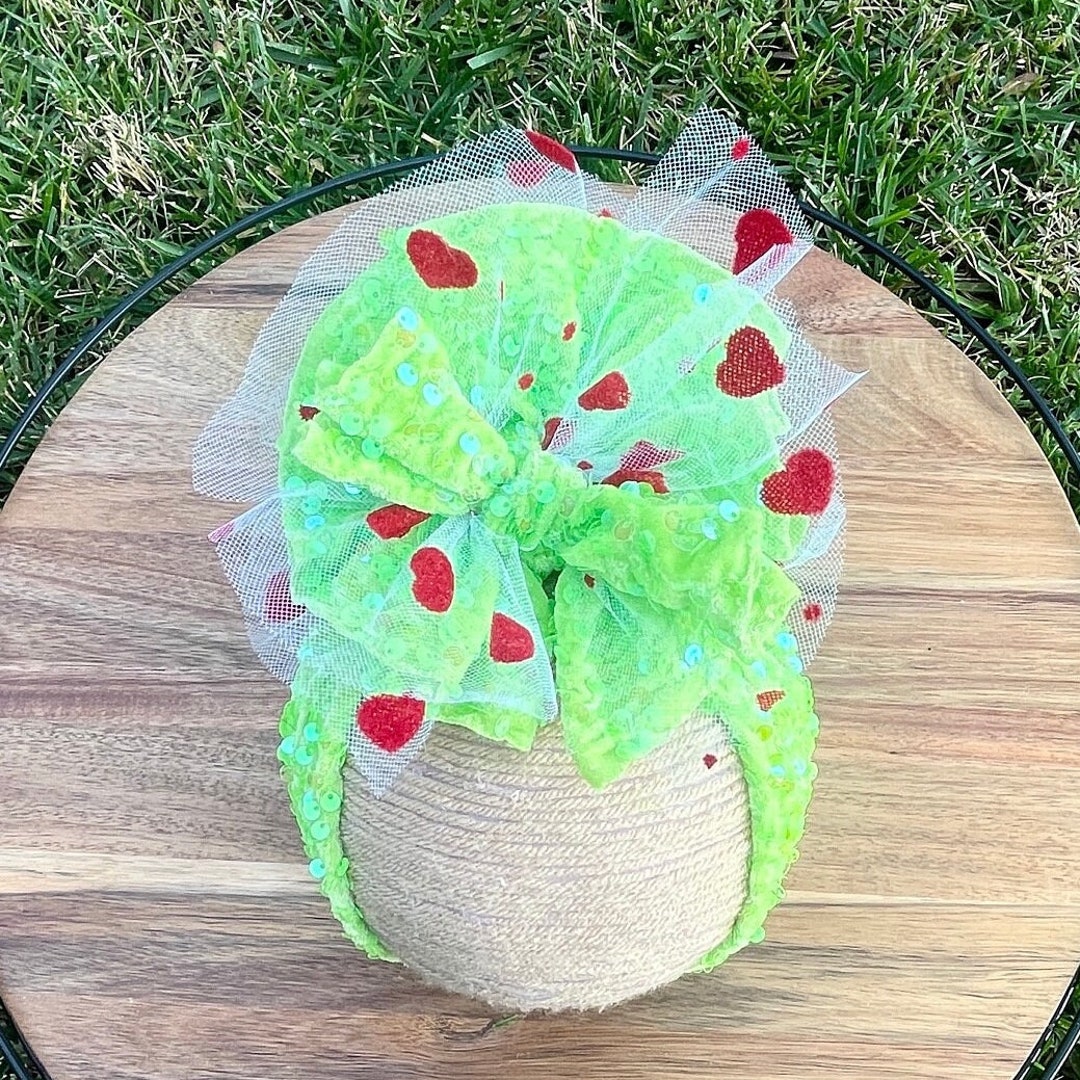 Christmas Head Wrap, Shredded Head Wrap, Green Sequin Baby Bow, Velvet ...