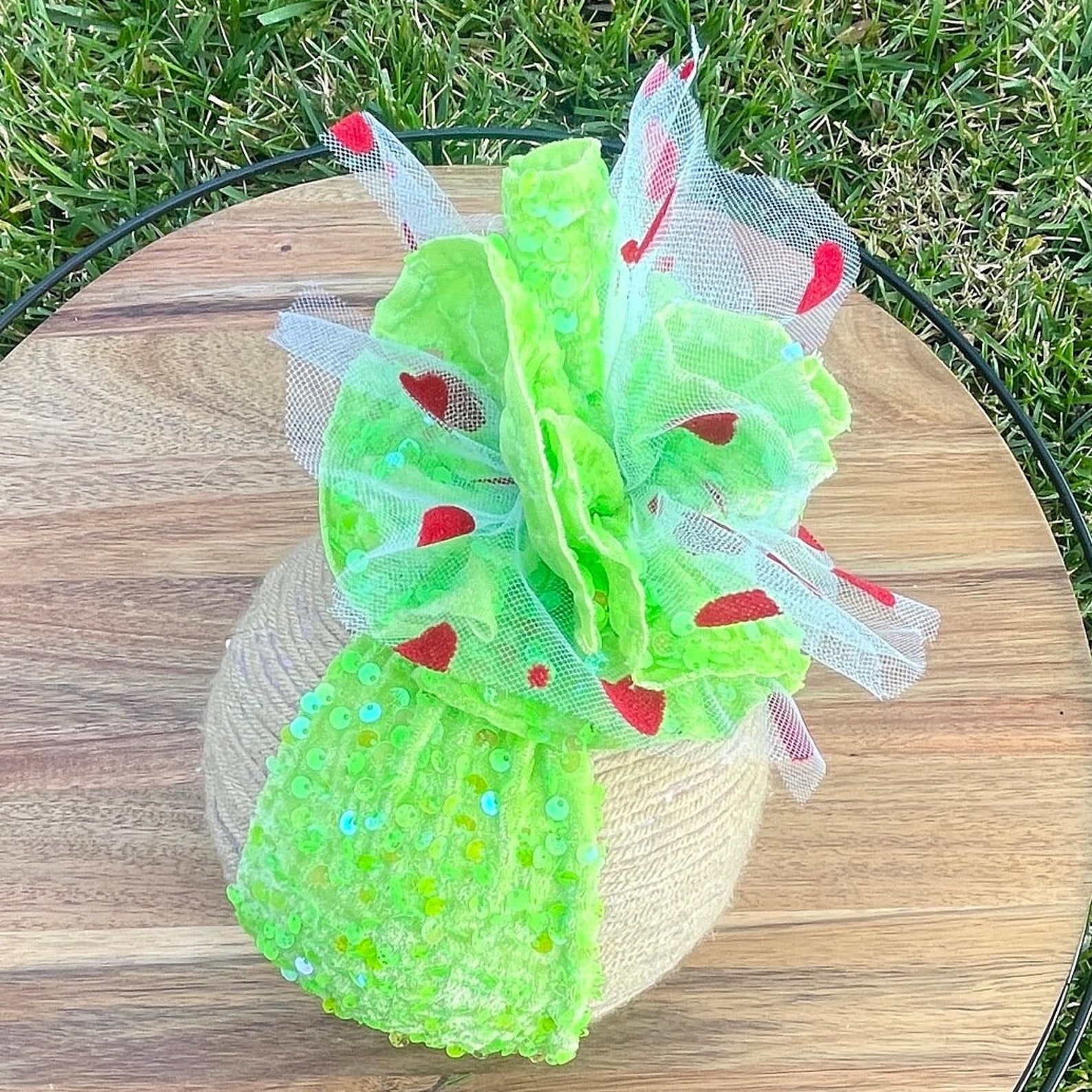 Christmas Head Wrap, Shredded Head Wrap, Green Sequin Baby Bow, Velvet ...