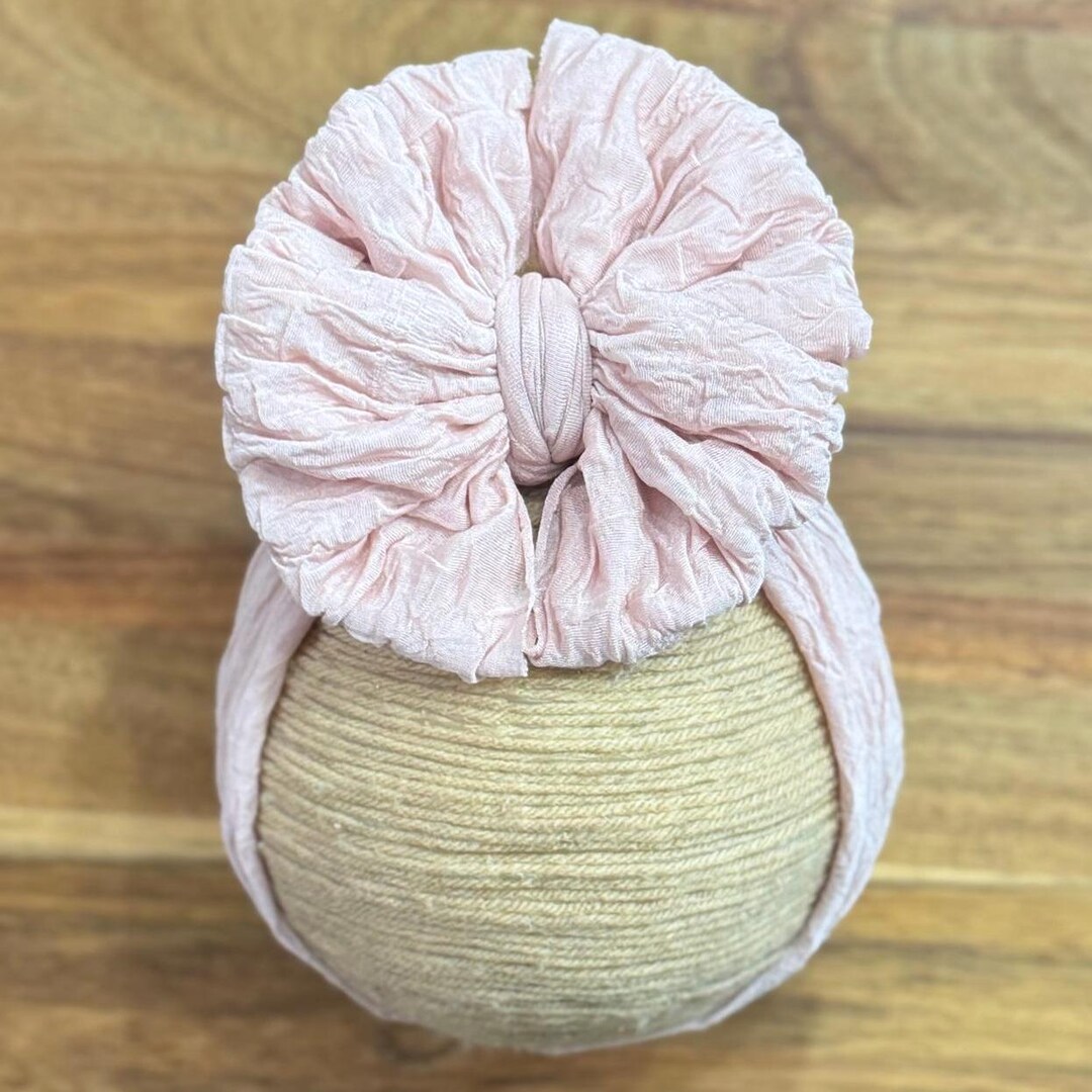 Messy Dusty Rose Pink Ruffle Head Wrap Bow, Vday Bow, Dusty Rose Ruffle ...