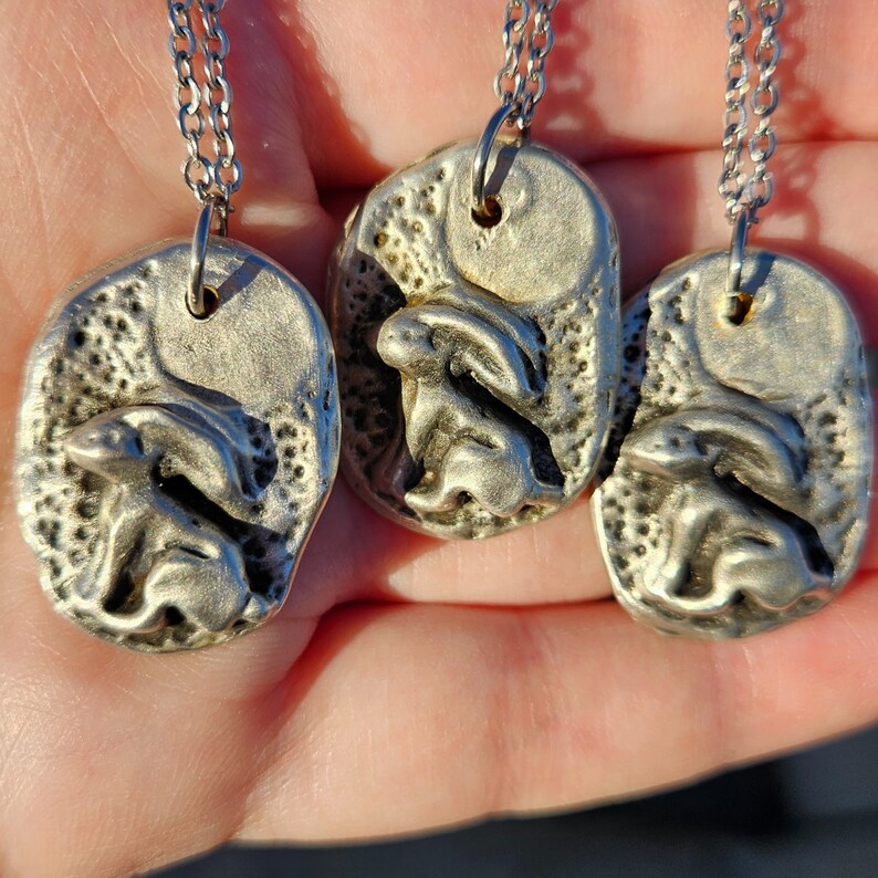 Pewter Rabbit Necklace/ Hare and Moon Pendant/ Pewter Cast - Etsy